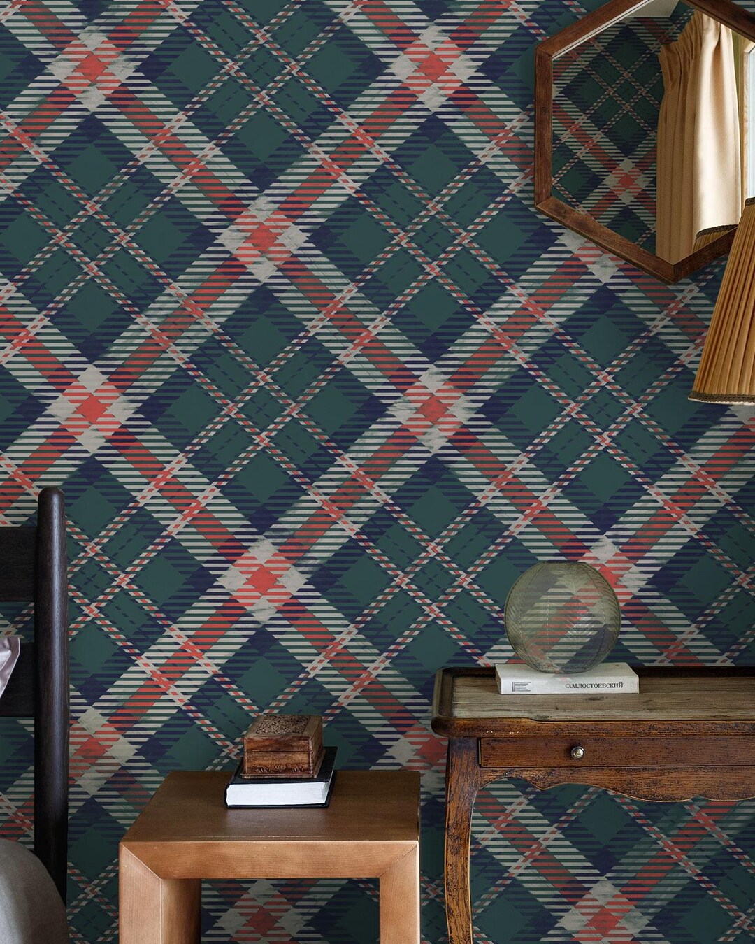 Dark Plaid Wallpaper Bedroom Living Room | Tartan Pattern Roll ...