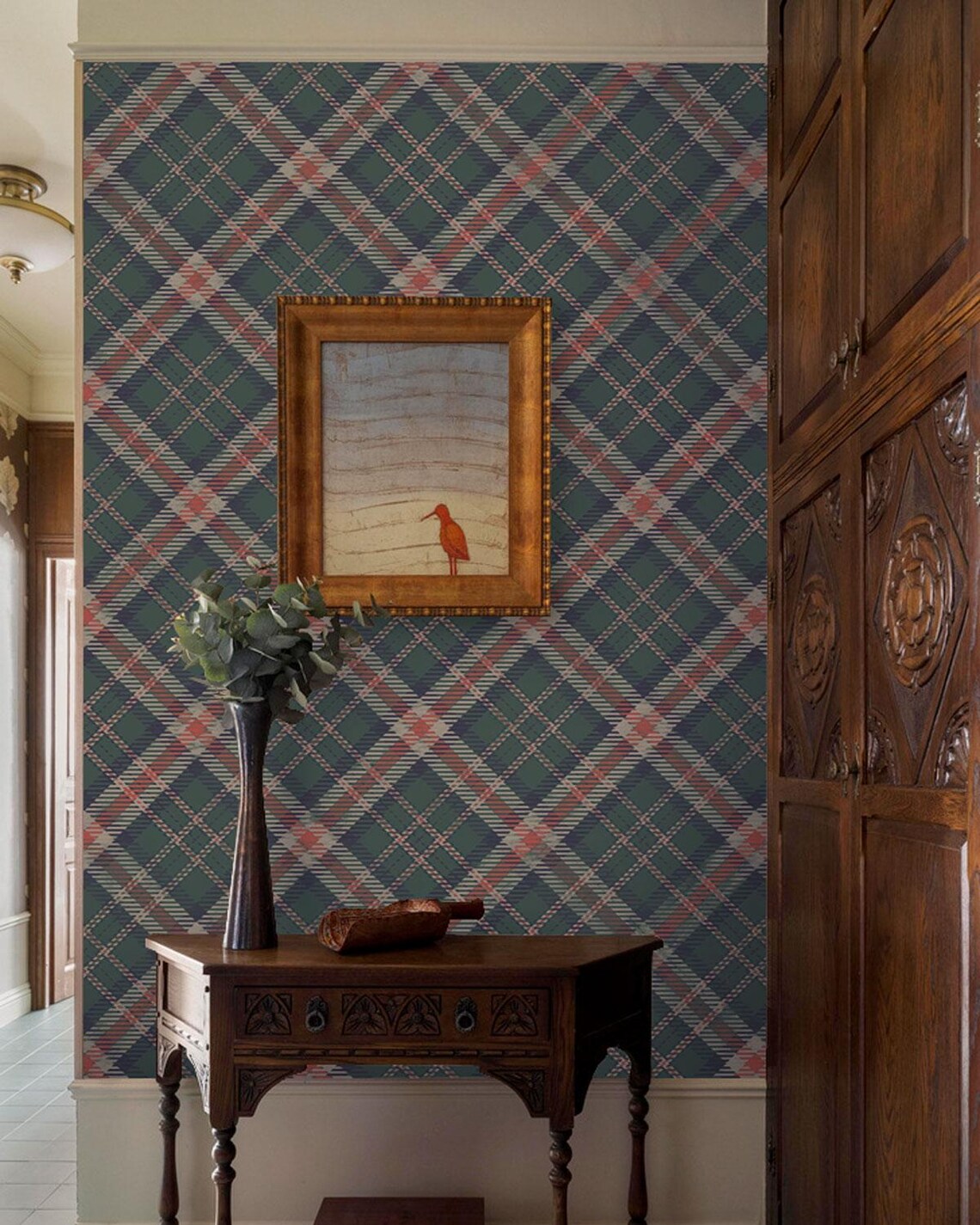 Dark Plaid Wallpaper Bedroom Living Room | Tartan Pattern Roll ...