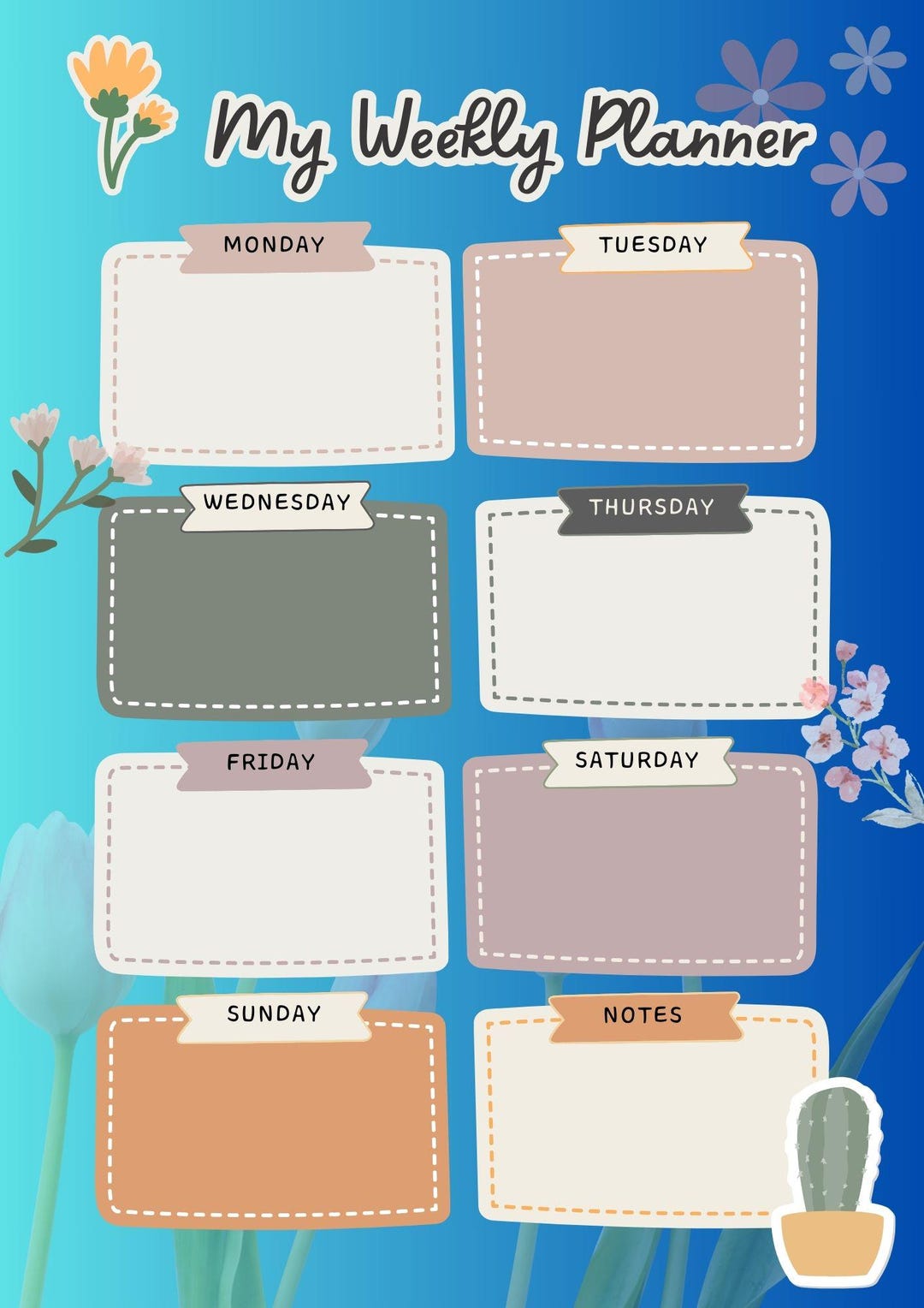 Weekly Colorful Planner – Printable Organizer With Vibrant Backgrounds ...