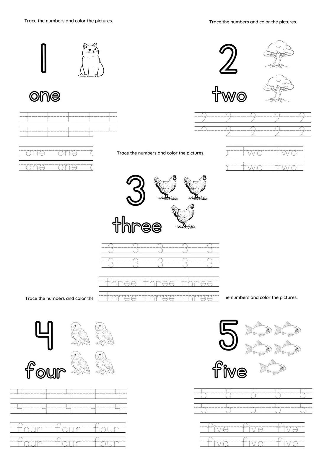 Numbers 1-10 Tracing & Coloring Pages – Printable Math Activity for ...
