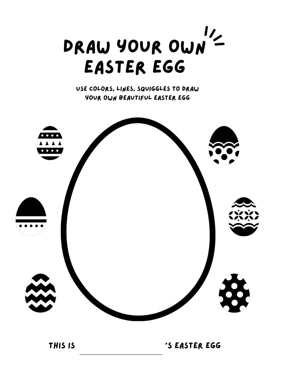 Easter Egg Coloring Pages – Printable Kids Activity, Fun Holiday Egg ...