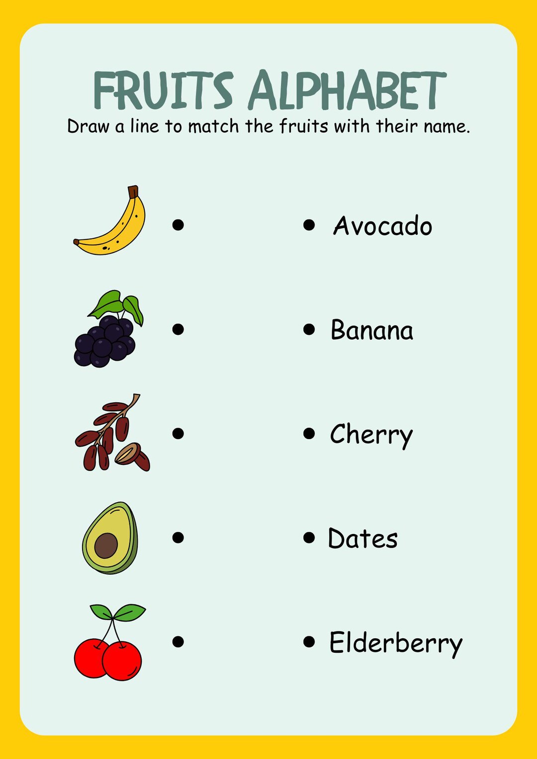 Fruit Name Matching Game for Kids – Fun Printable Learning Activity ...