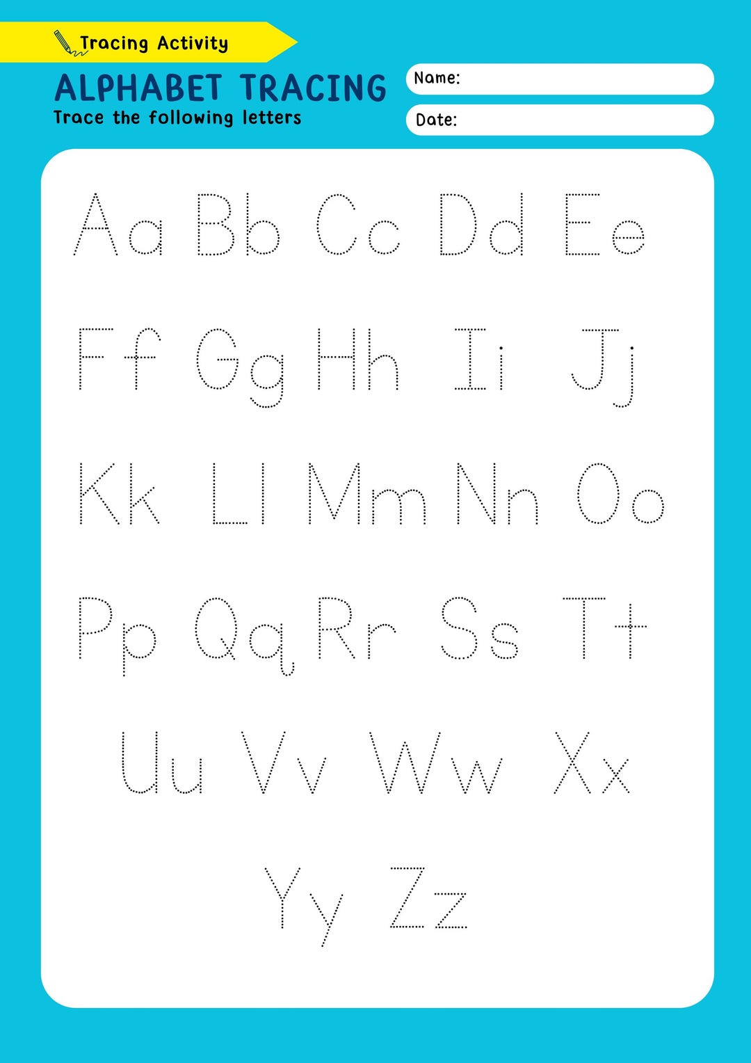 ABC Alphabet Tracing Sheets for Kids – Fun & Educational Printable A to ...