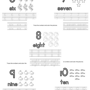 Numbers 1-10 Tracing & Coloring Pages – Printable Math Activity for ...