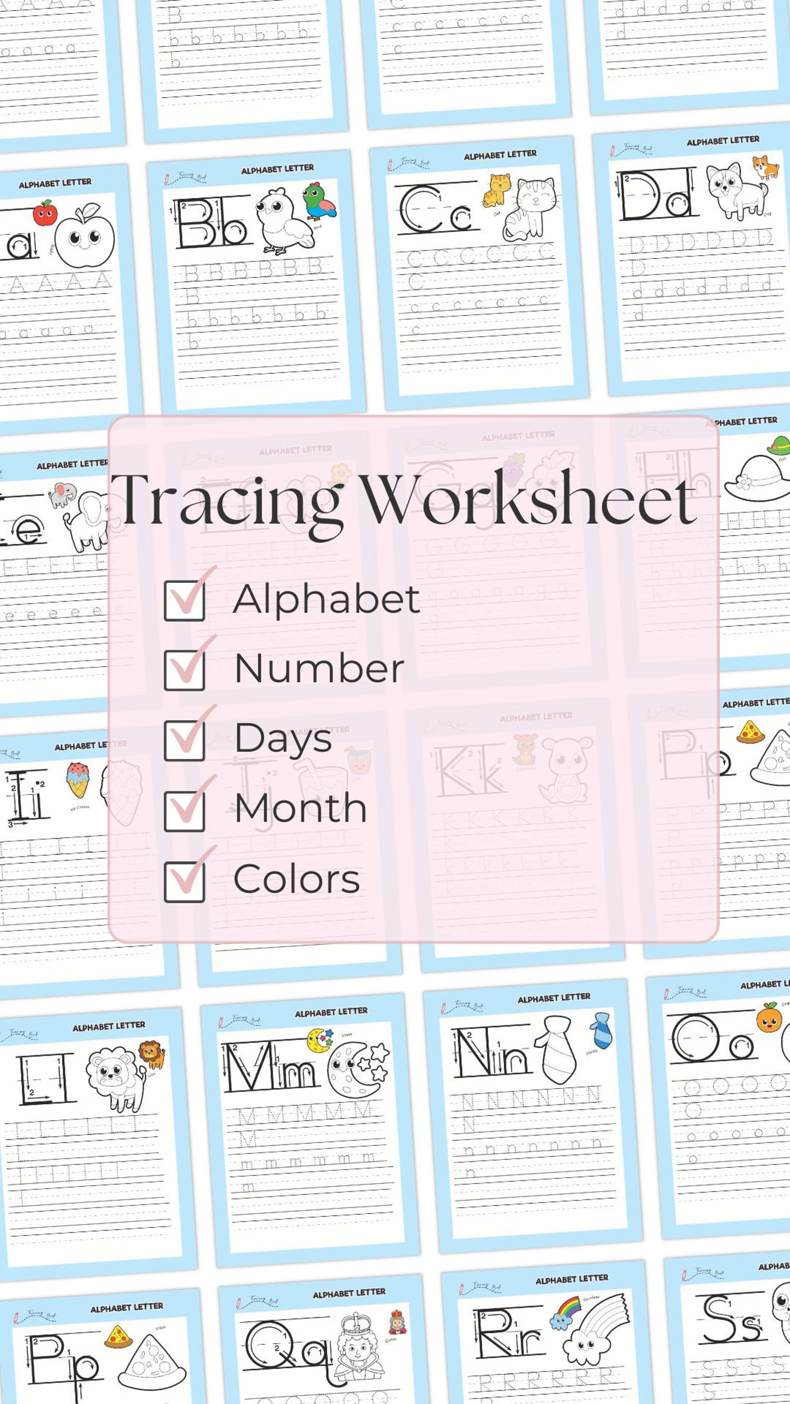 Preschool Tracing Worksheets | Alphabet & Number Tracing Pages - Etsy