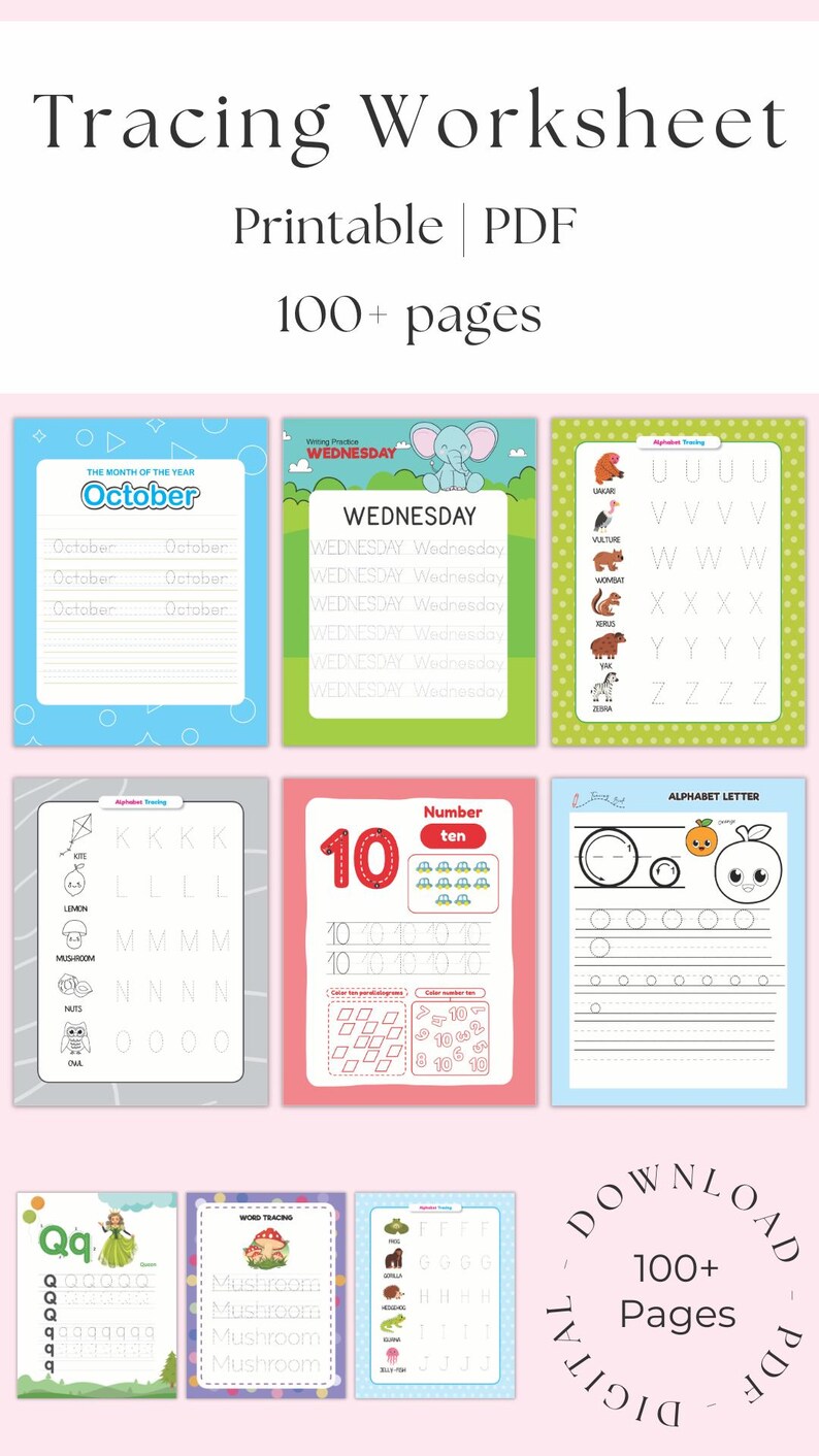 Preschool Tracing Worksheets | Alphabet & Number Tracing Pages - Etsy