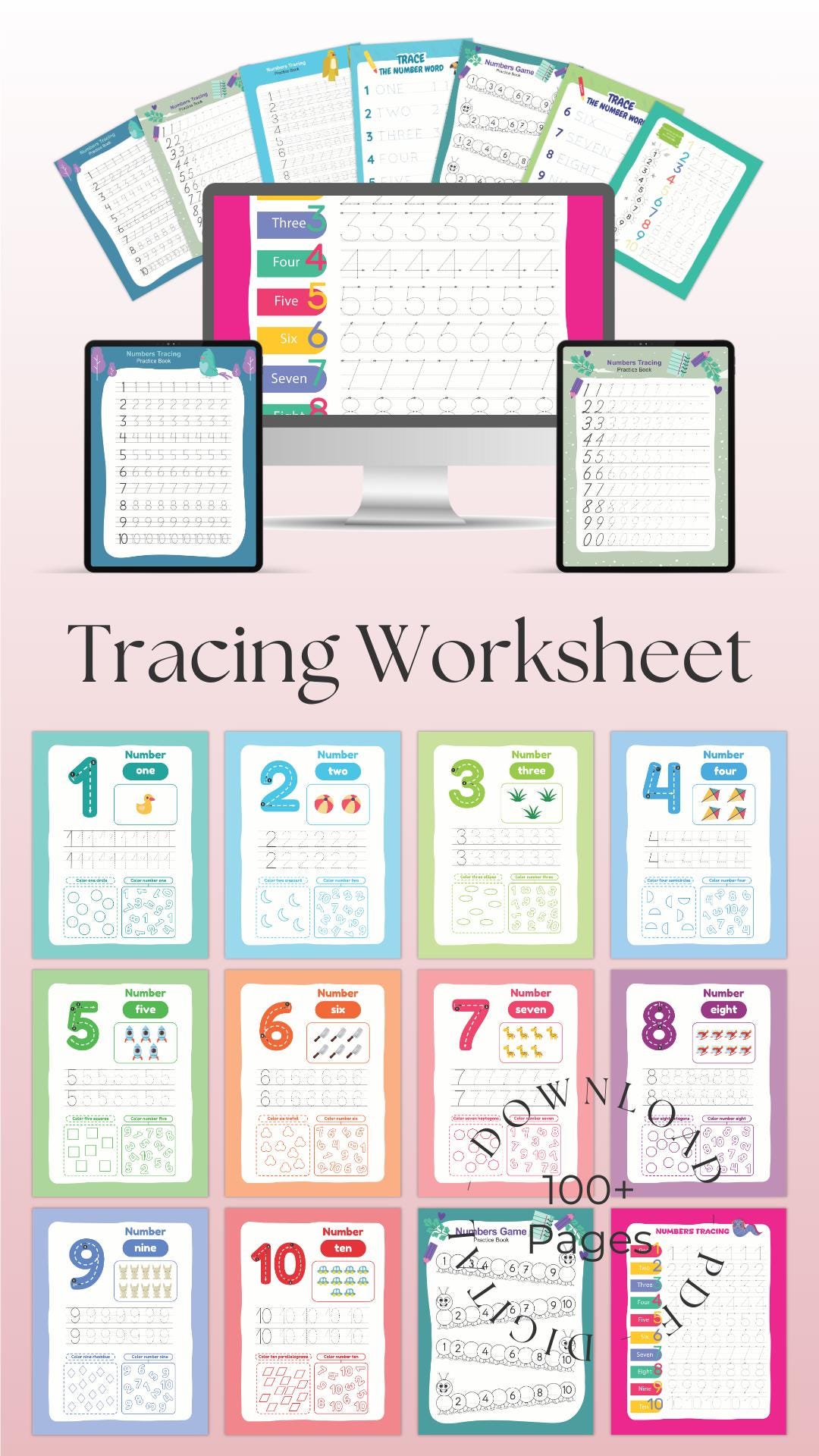 Preschool Tracing Worksheets | Alphabet & Number Tracing Pages - Etsy
