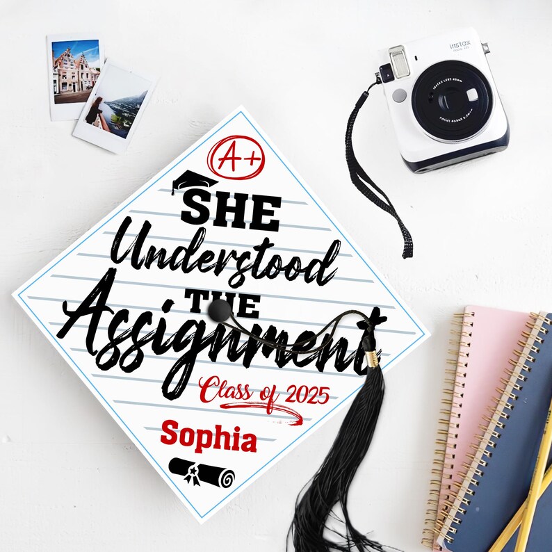 Personalized Senior Graduation Cap Topper, Custom She Understood the Assignment Grad Cap, Senior ...