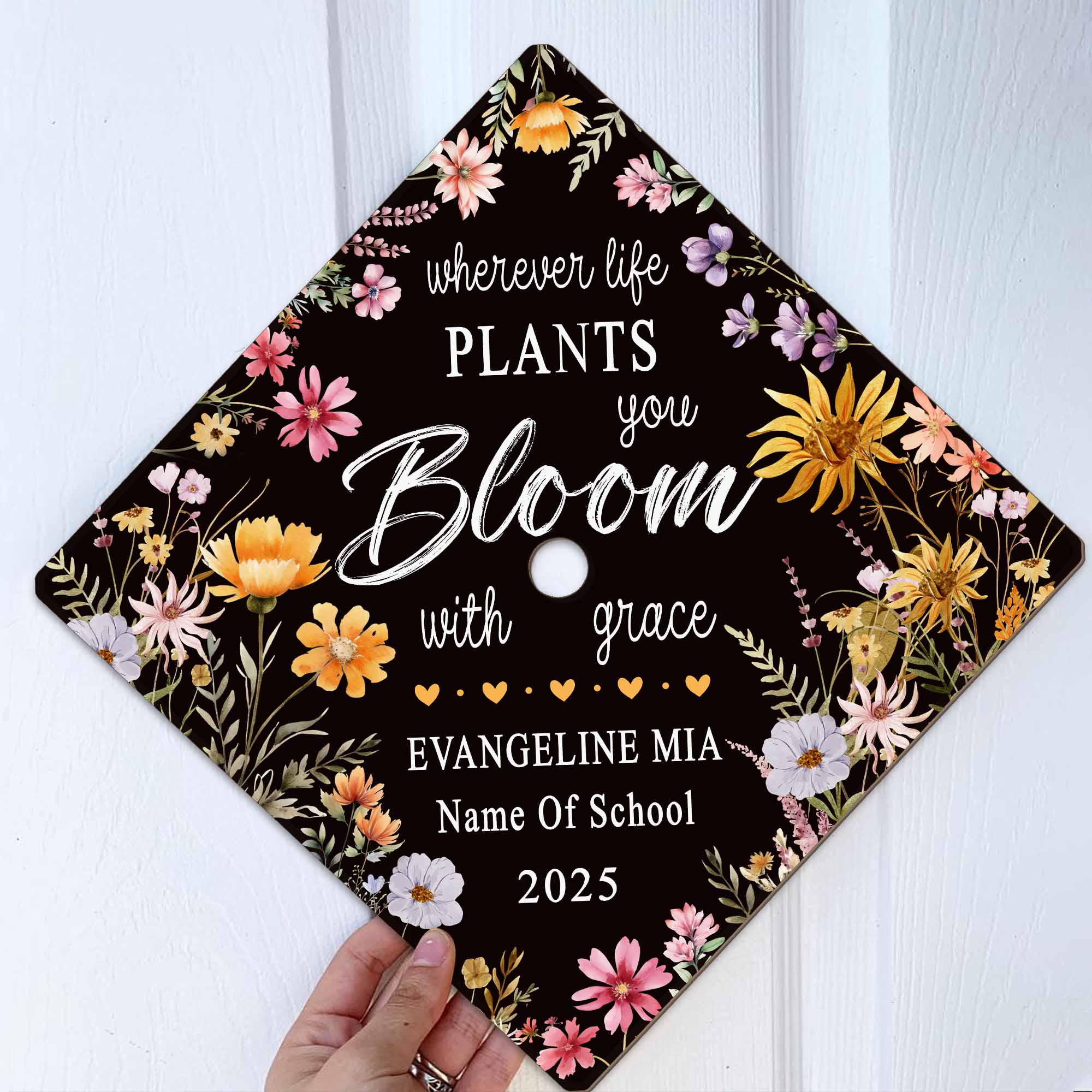 Personalized Graduation Cap Topper, Wildflowers Printed Graduation Cap ...