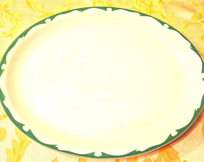 Buffalo China Restaurant Ware Pottery Stoneware Platter in Green Crest ...