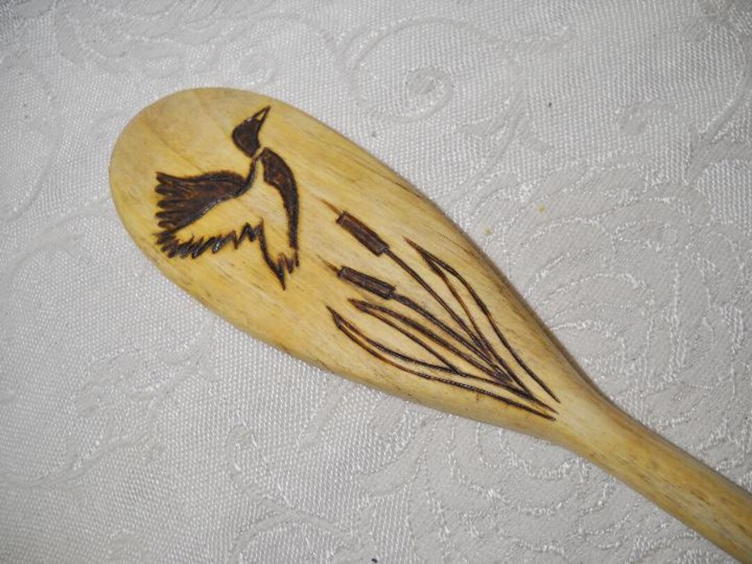 Duck Wooden Spoon Wood Burned Pyrography - Etsy