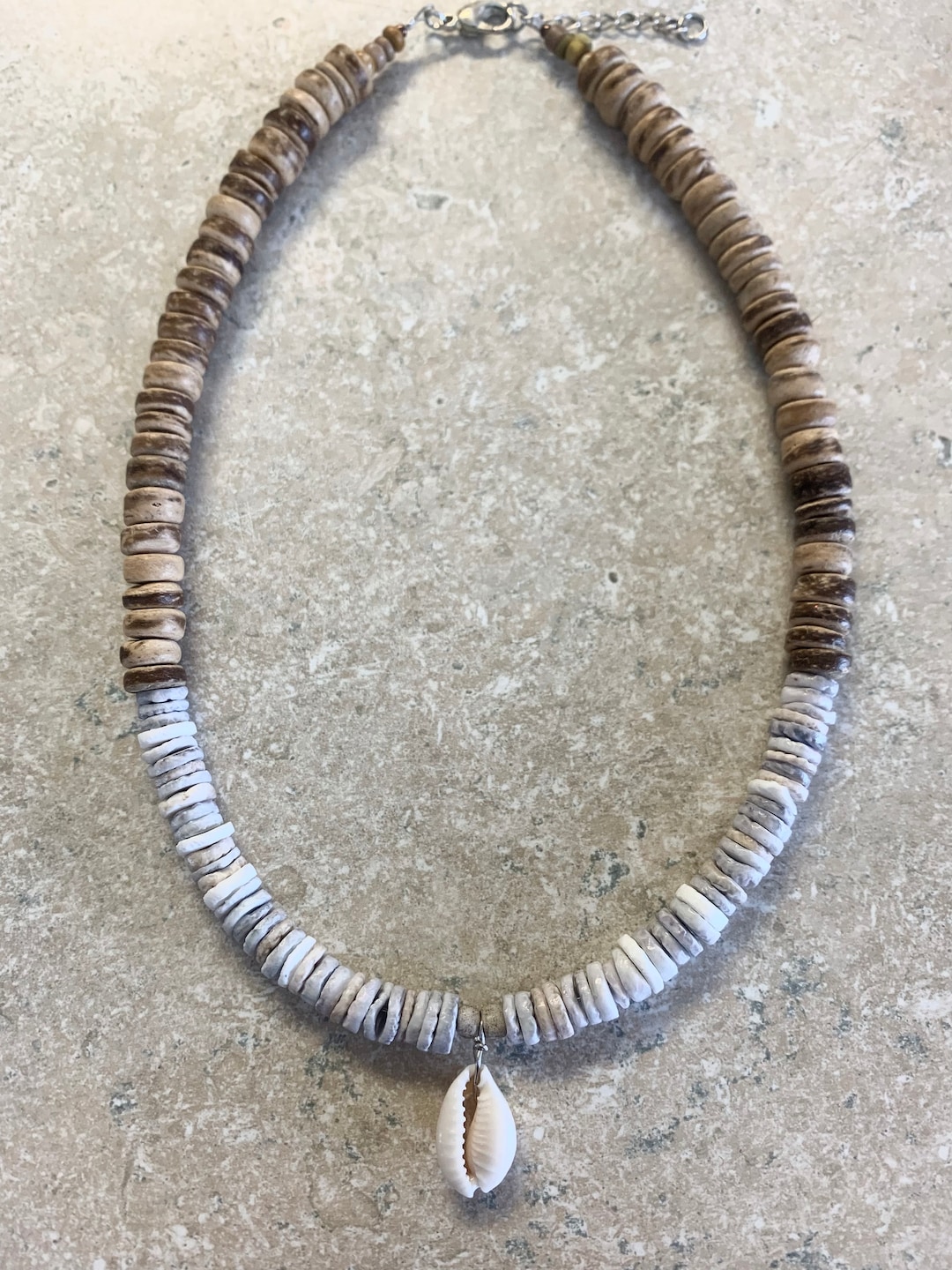 Puca Coconut Shell Necklace. Blue Puca Shell and Natural Coconut Beads ...