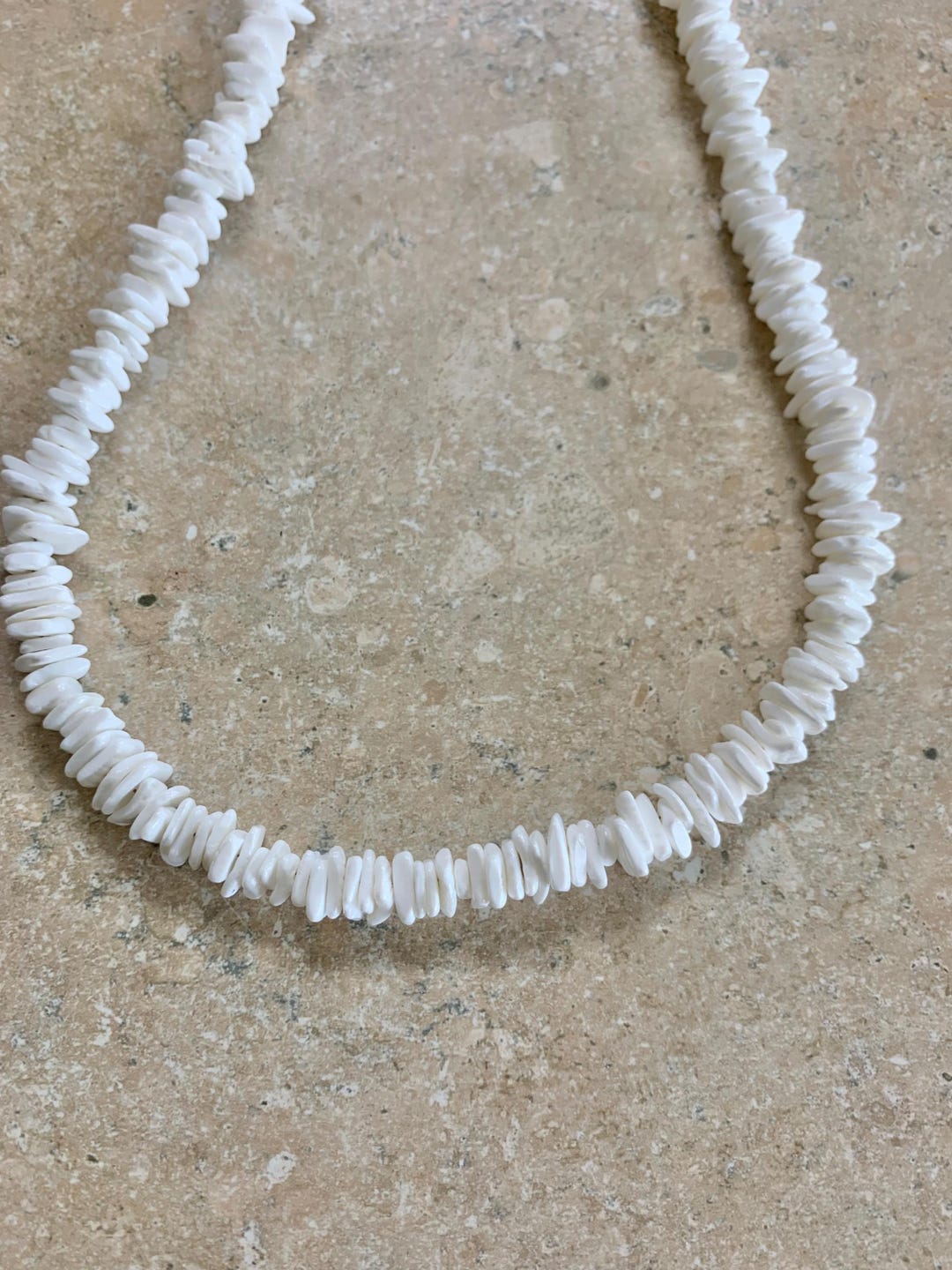 Puca Shell Necklace. Square Puca Shells Beads Strung on Wire. Silver ...