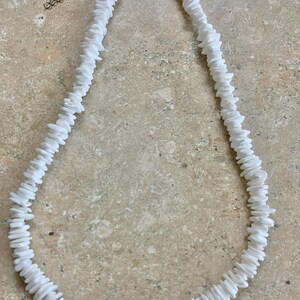 Puca Shell Necklace. Square Puca Shells Beads Strung on Wire. Silver ...