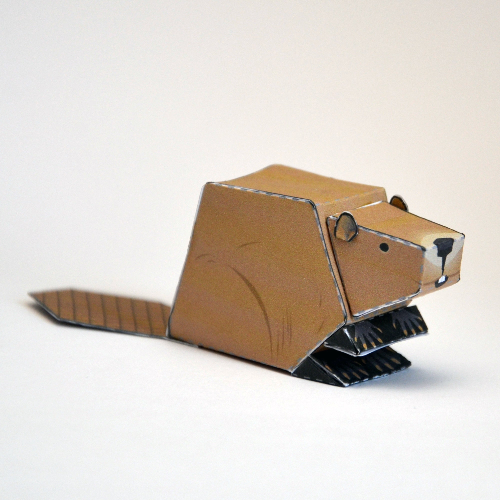 PDF for Print at Home Cardboard Papercraft Beaver in Hats Kit - Etsy