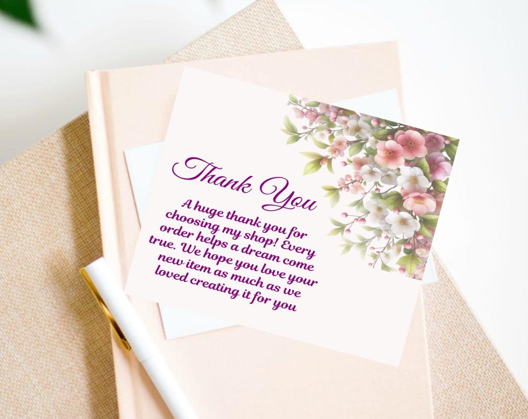 Thank You Card Printable, Floral Shop Customer Appreciation Digital ...