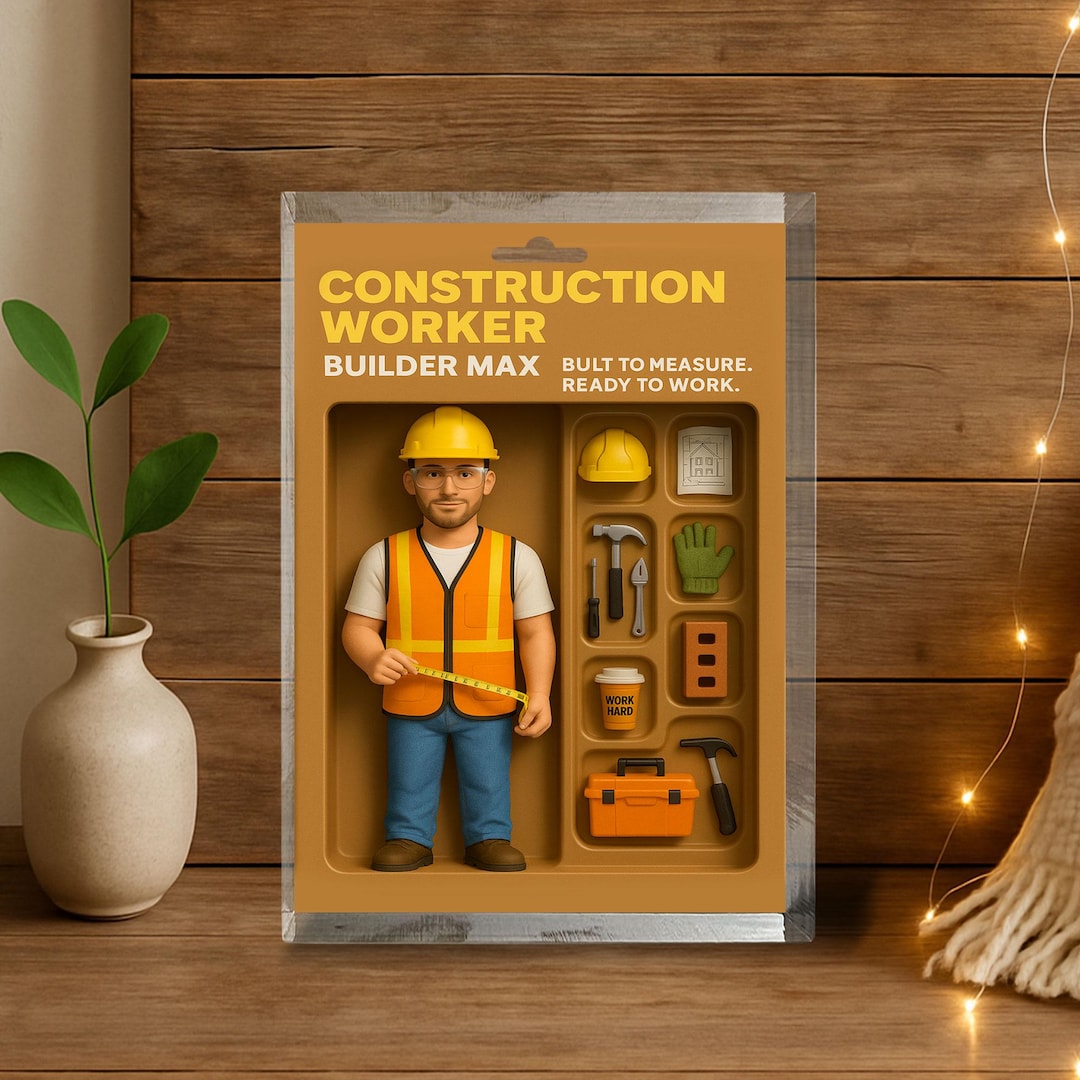 Personalized Construction Worker Action Figure With Realistic Tools and ...