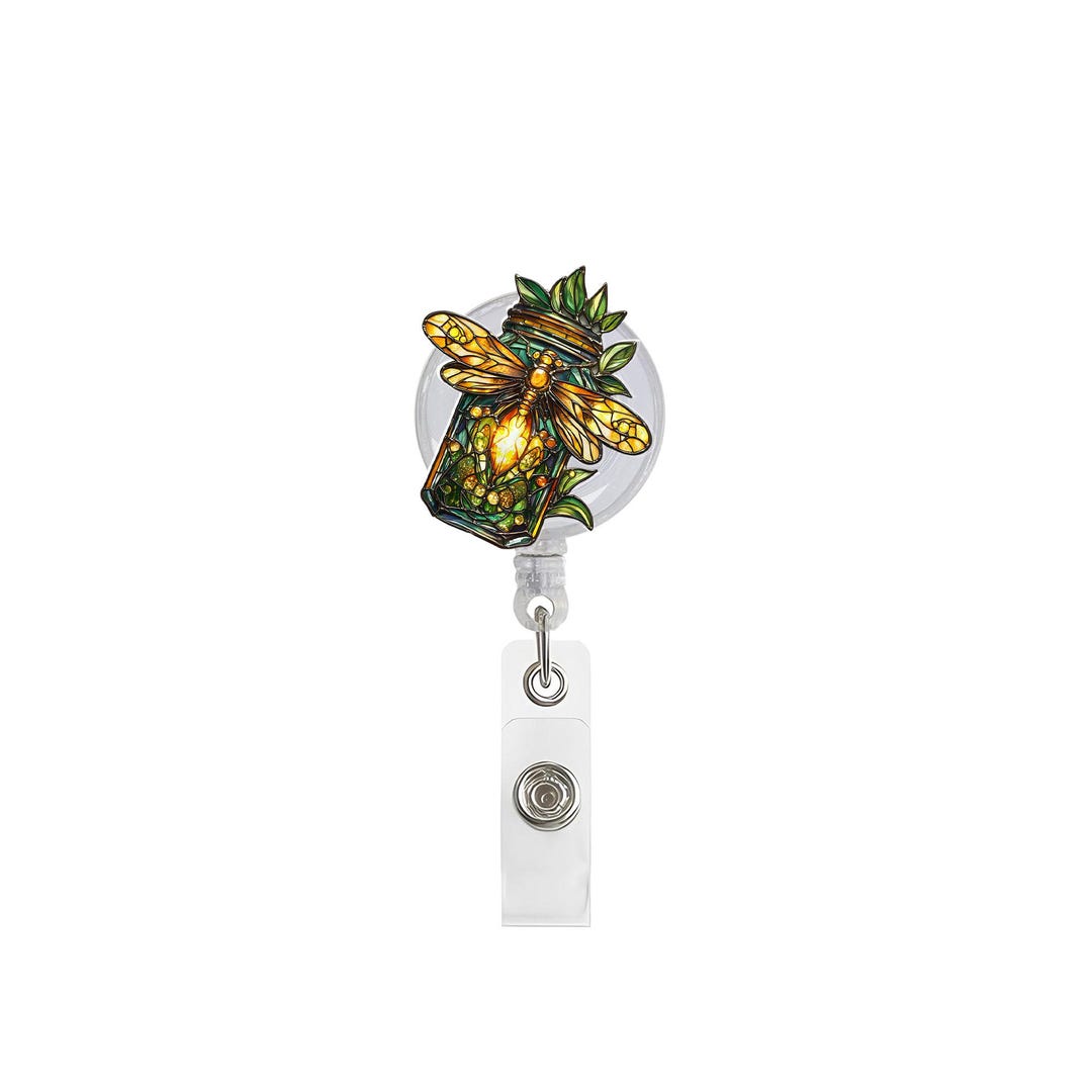 Firefly Jar Badge Reel – Stained Glass Style Retractable ID Holder With ...