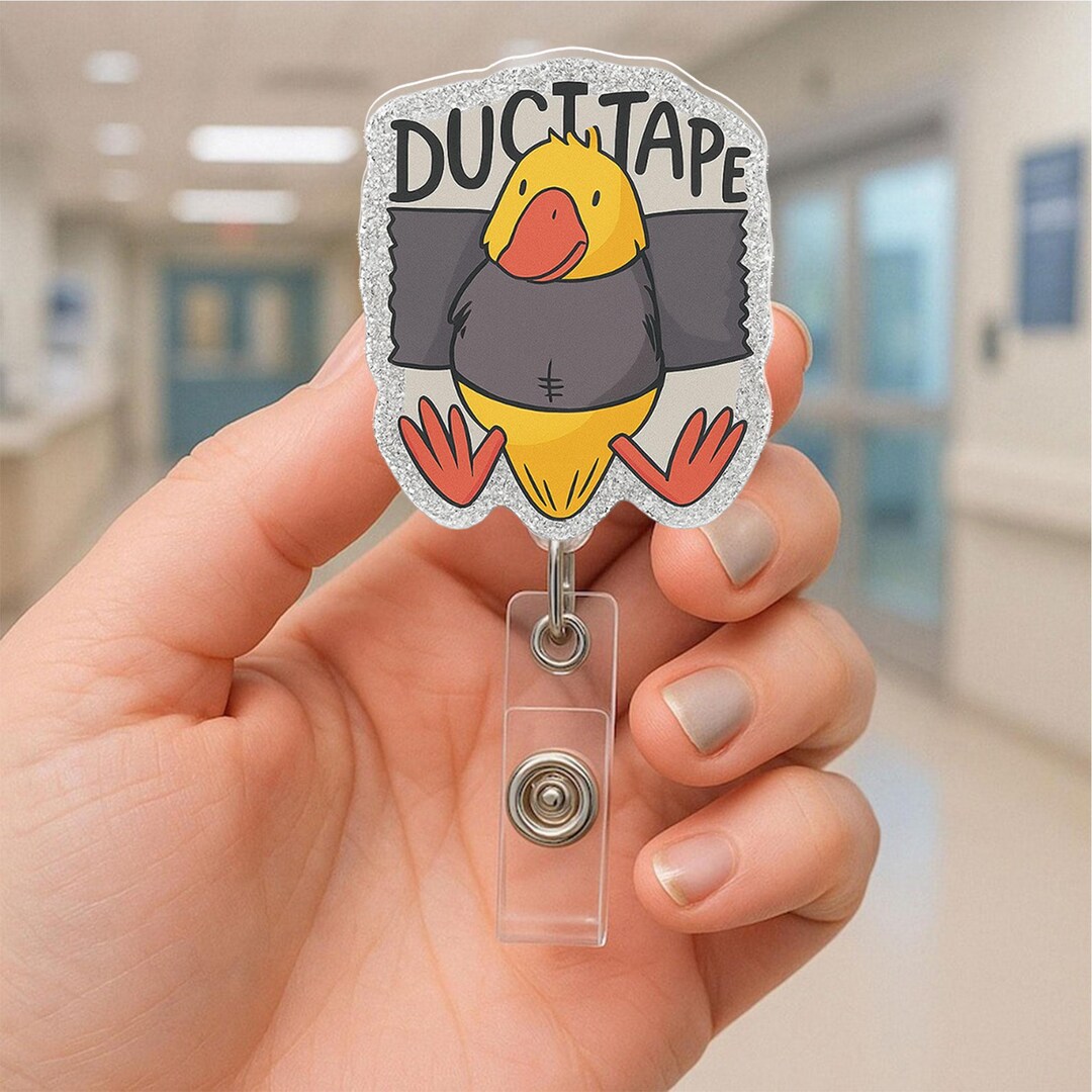Funny Duck Tape Badge Reel – Cute Duck ID Holder With Duct Tape Design ...