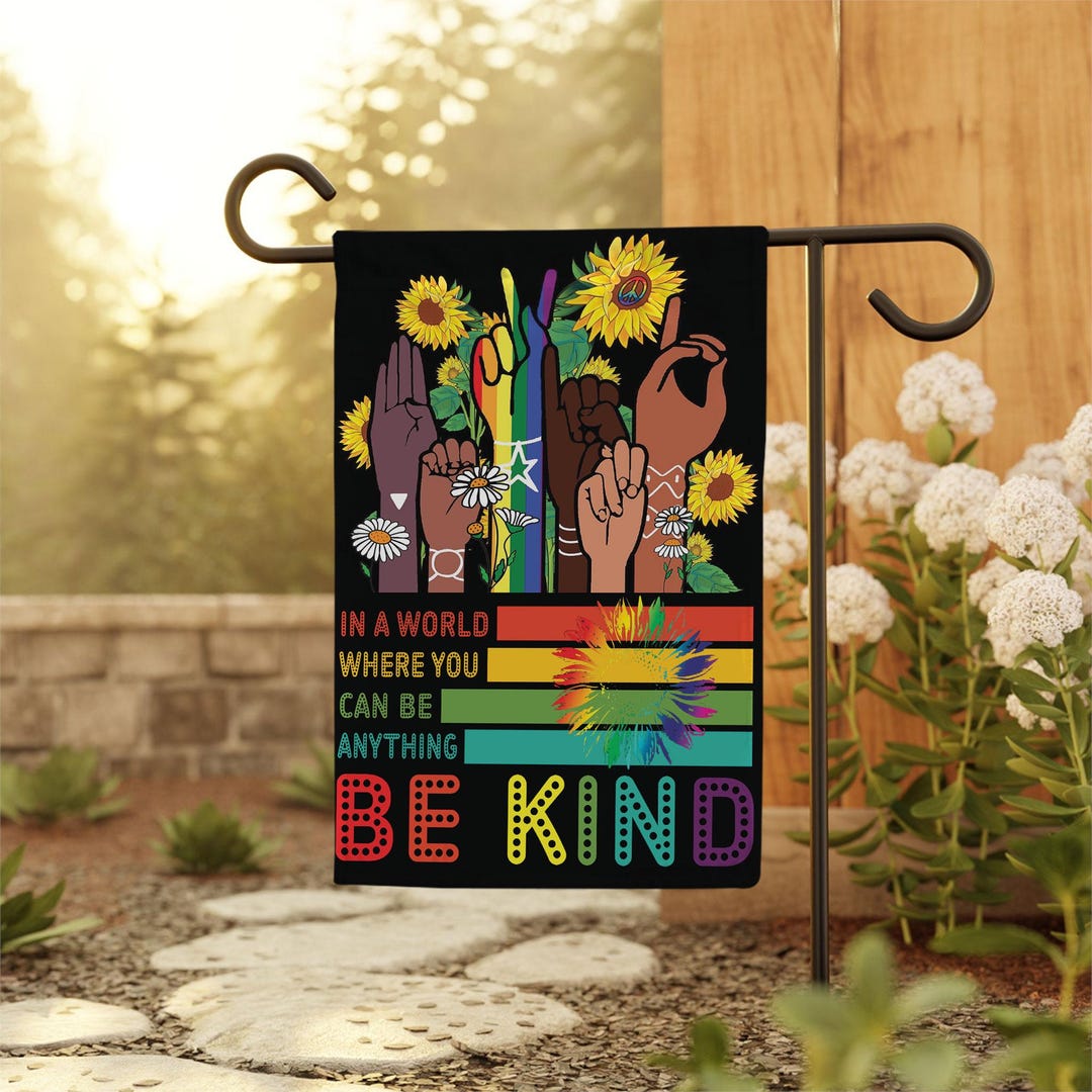 Be Kind Flag, Inspirational Rainbow Yard Flag, Diversity and Kindness ...