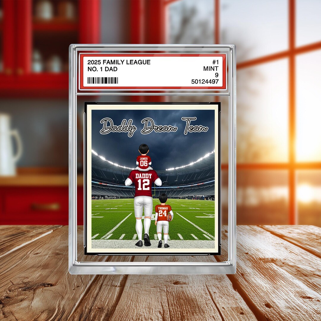 American Football Daddy's Dream Team No. 1 Dad Man & Kids Sitting ...