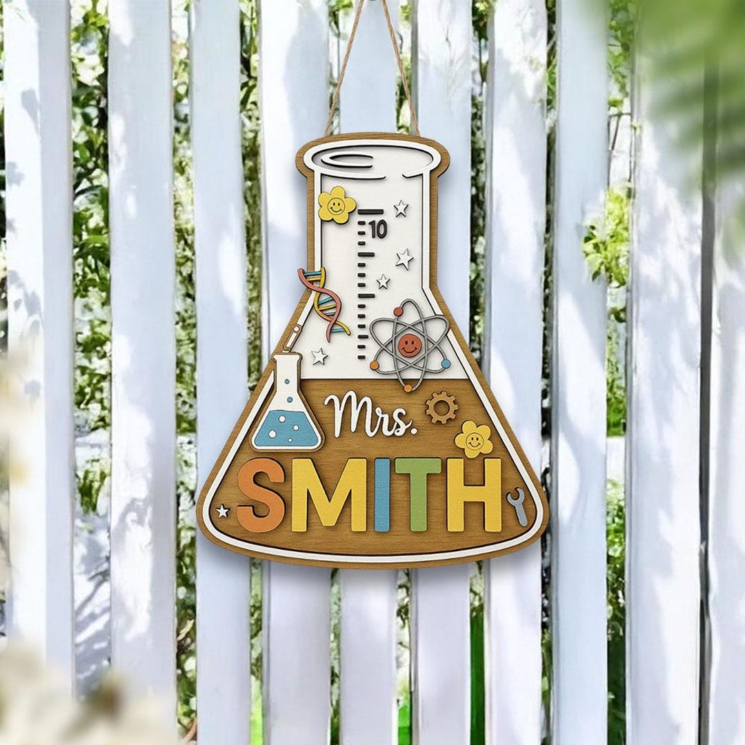 Science Teacher Door Hanger Sign Personalized, Custom STEM Classroom ...