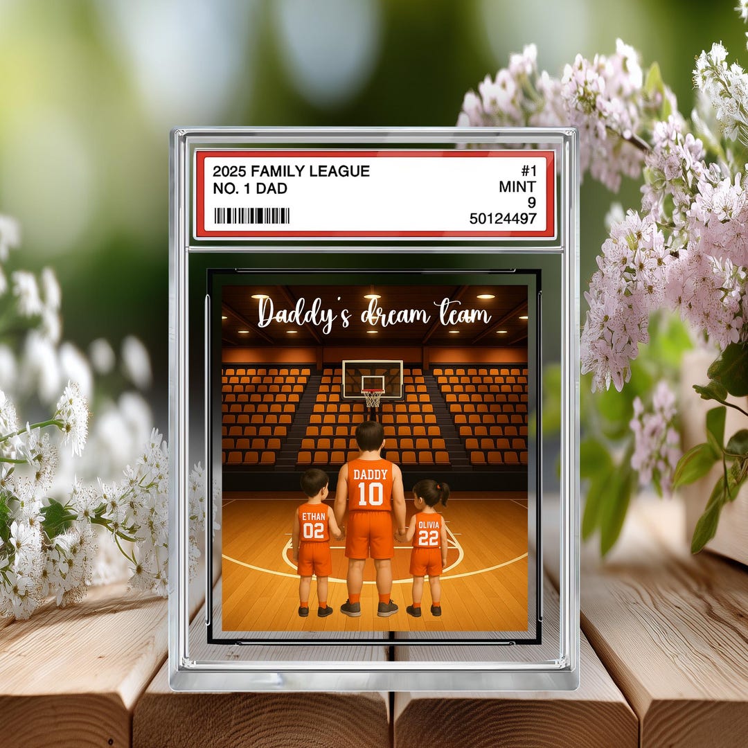 Basketball Daddy's Dream Team No. 1 Dad Man & Kids Sitting Trading Card ...