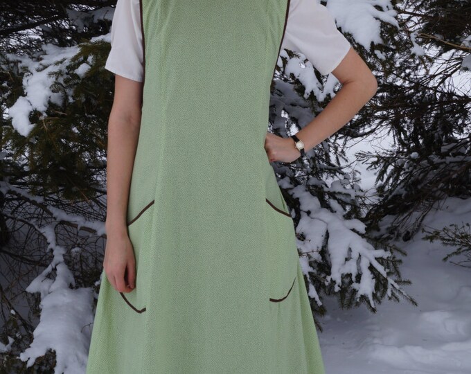 Mocha and Mint Polka Dot Edwardian Apron FREE SHIPPING - Etsy