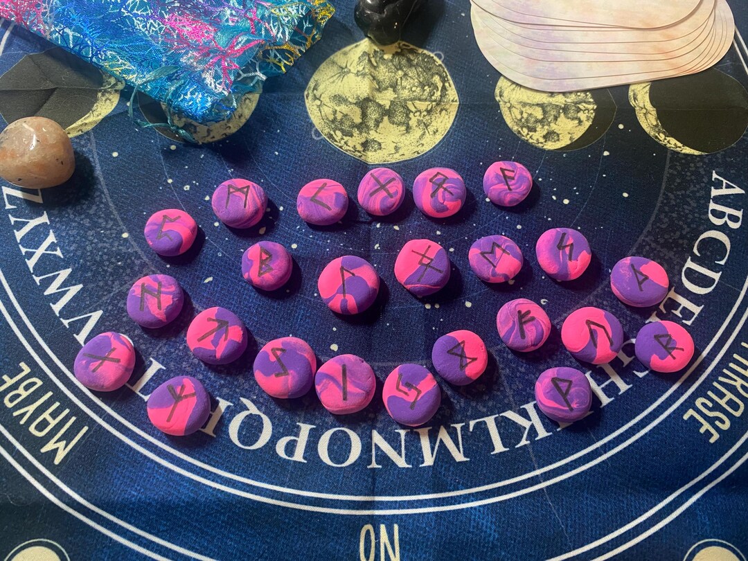 Norse Runes Set, Clay Tiles, Purple and Pink - Etsy