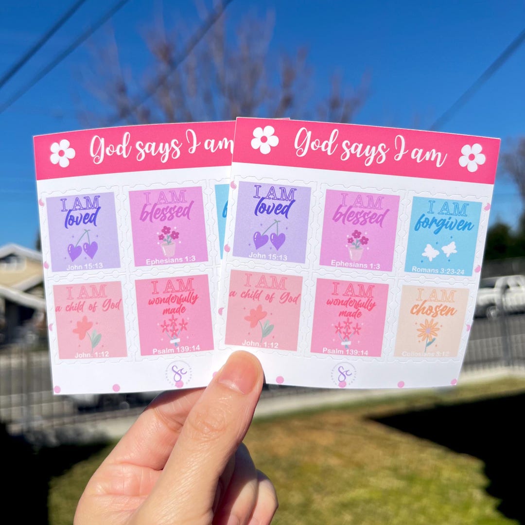 God Says I Am Stamp Sticker Sheet | Christian Affirmation Stickers | Bible Sticker | Faith ...