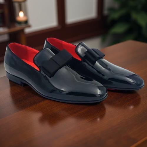 Men's Black Patent Leather Opera Pump Loafers | Formal Tuxedo Shoes ...