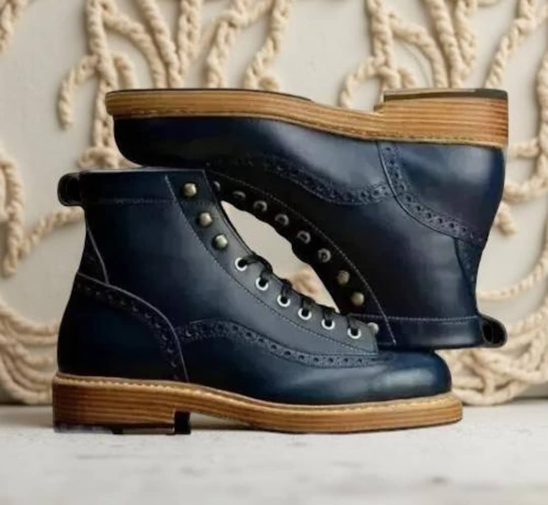 Fascinating Navy Blue Leather Boots Gallery