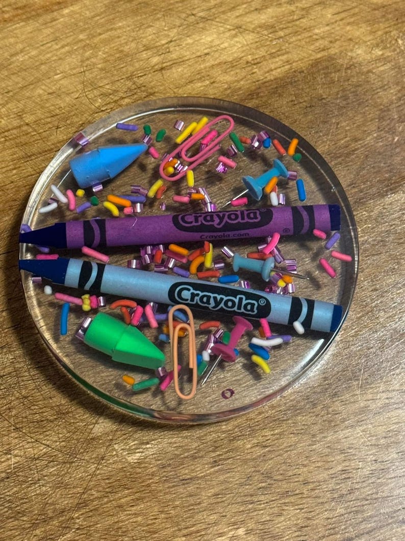 Handmade Epoxy Resin Teacher Coasters: Crayon School Supplies - Etsy