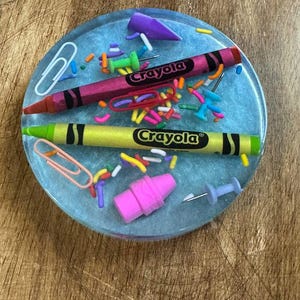 Handmade Epoxy Resin Teacher Coasters: Crayon School Supplies - Etsy