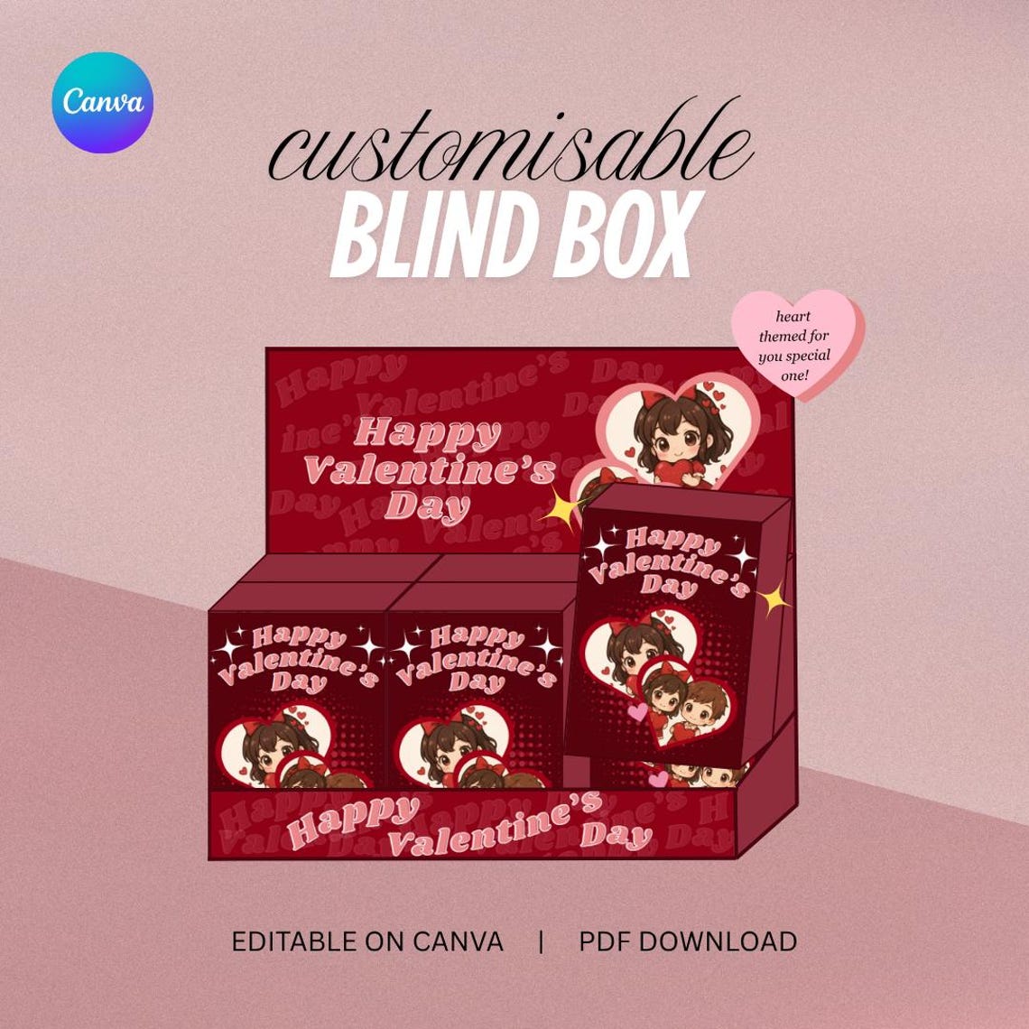 Dark Valentine's Blind Box Template – DIY Canva Design (PDF Download ...