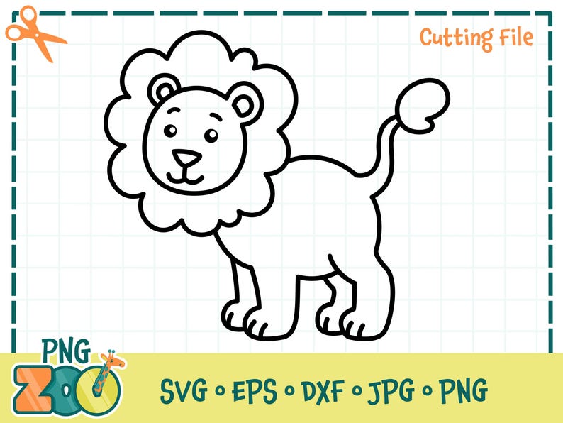 Lion Outline SVG Cutting File for Cricut Silhouette Clipart Cute Animal ...
