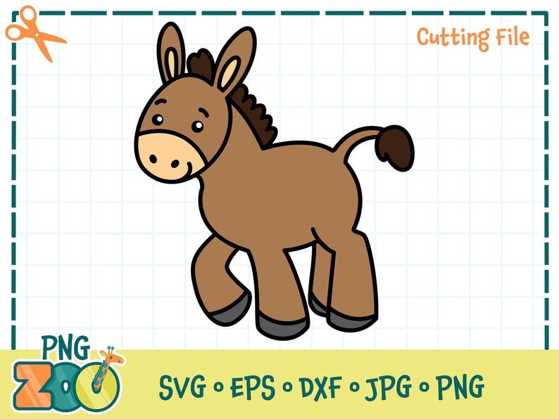 Donkey SVG Cutting File for Cricut Silhouette Clipart Cute Animal - Etsy