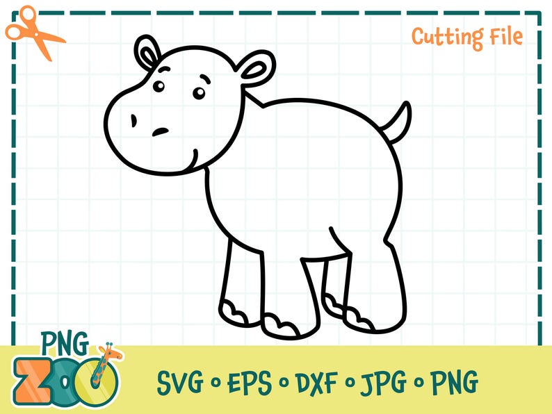 Hippo Outline SVG Cutting File for Cricut Silhouette Clipart Cute ...
