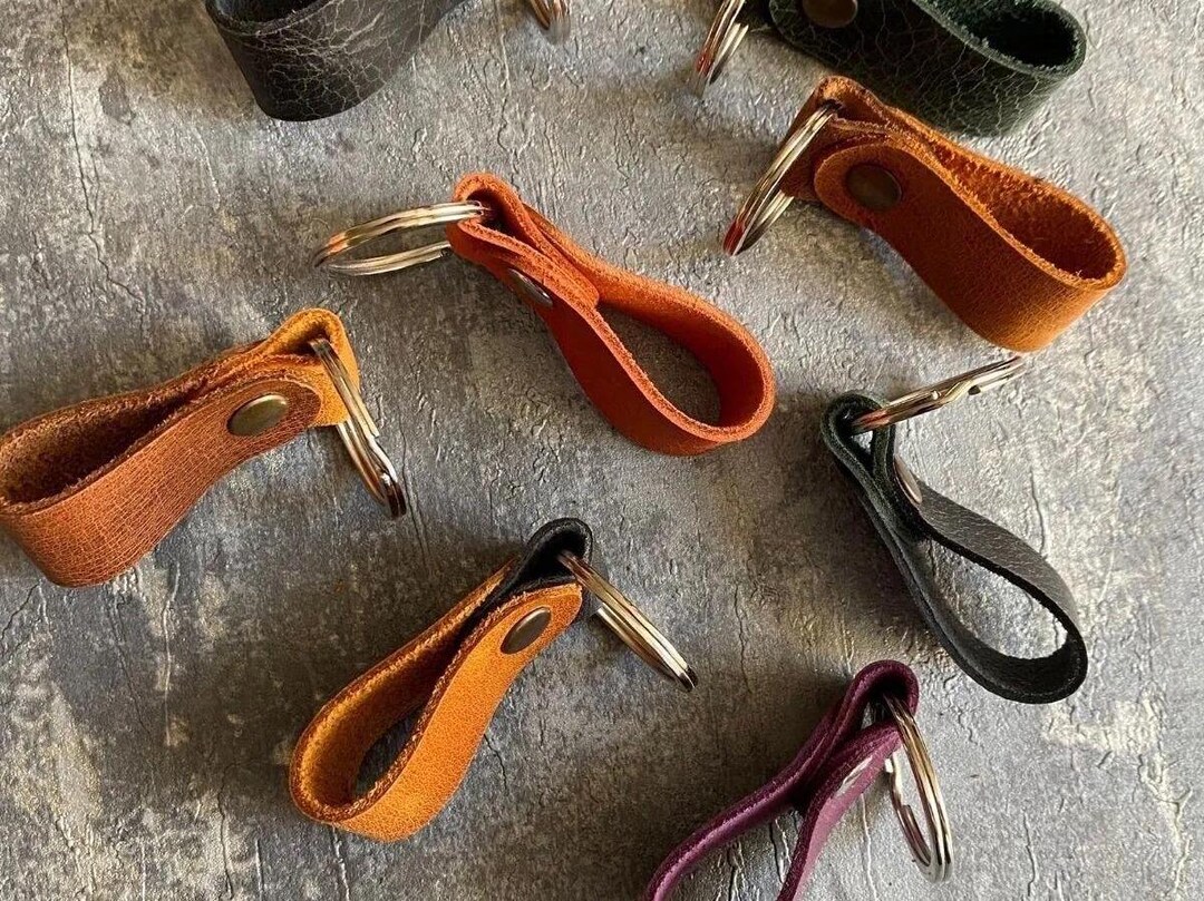 Genuine Leather Mini Keychain Set – Colorful Handmade Keychains, Small ...