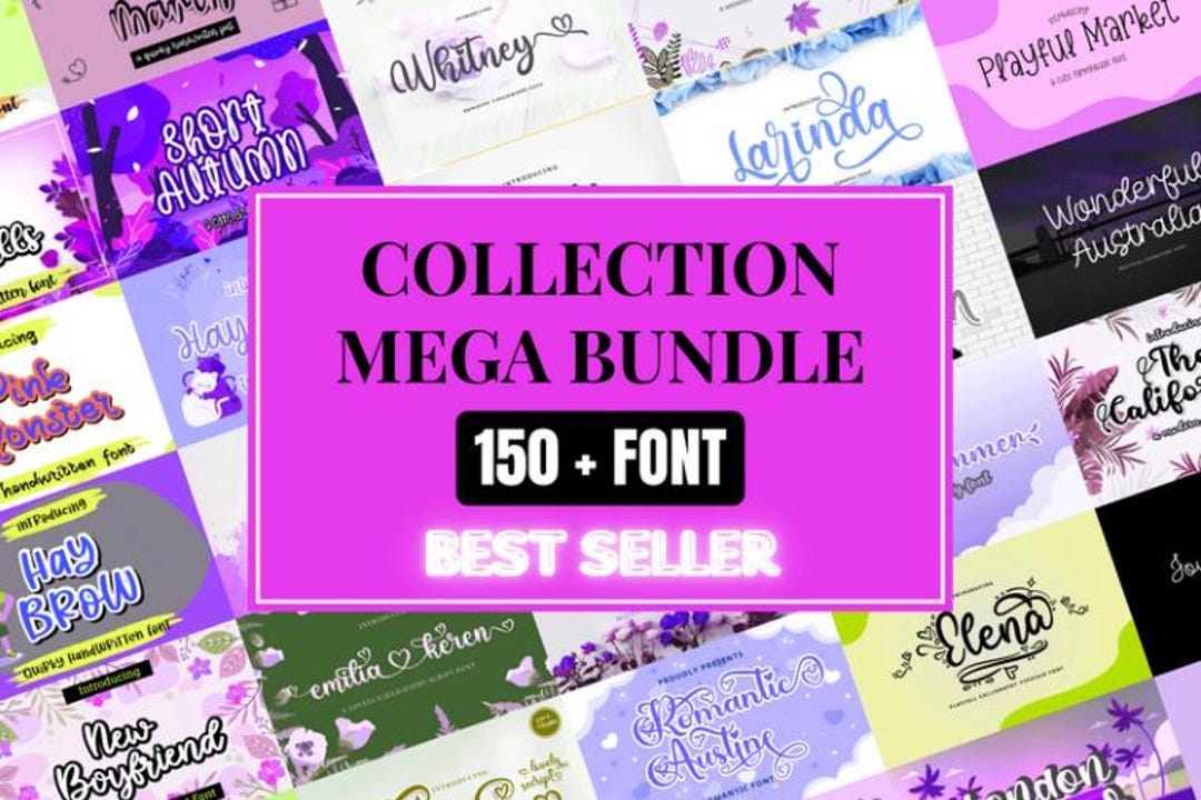 Mega Font Bundle | Retro Font | Groovy Fonts | Cricut Font | Canva ...