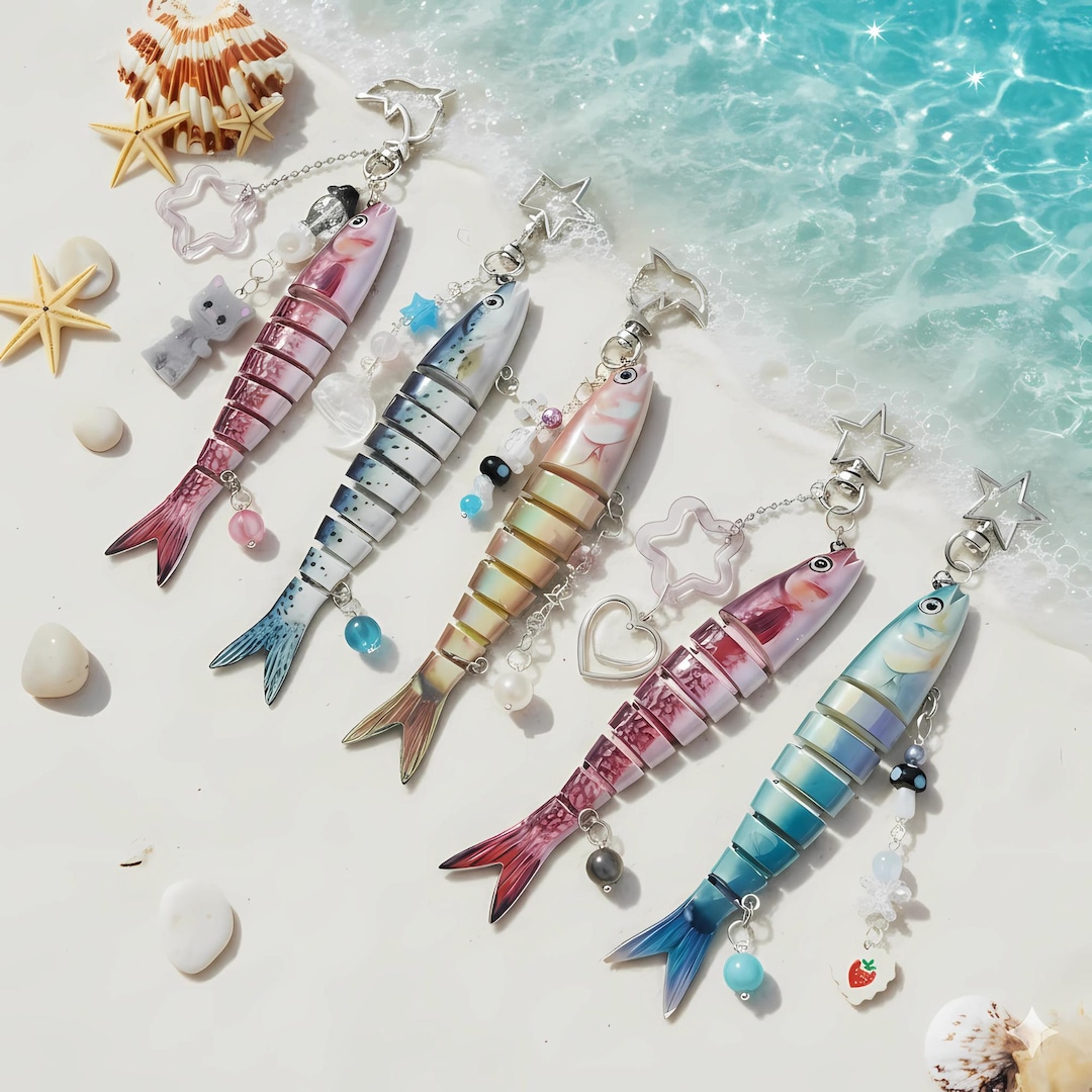 Fish Keychain, Realistic Fishing Key Chain With Lure, Gift for Father ...