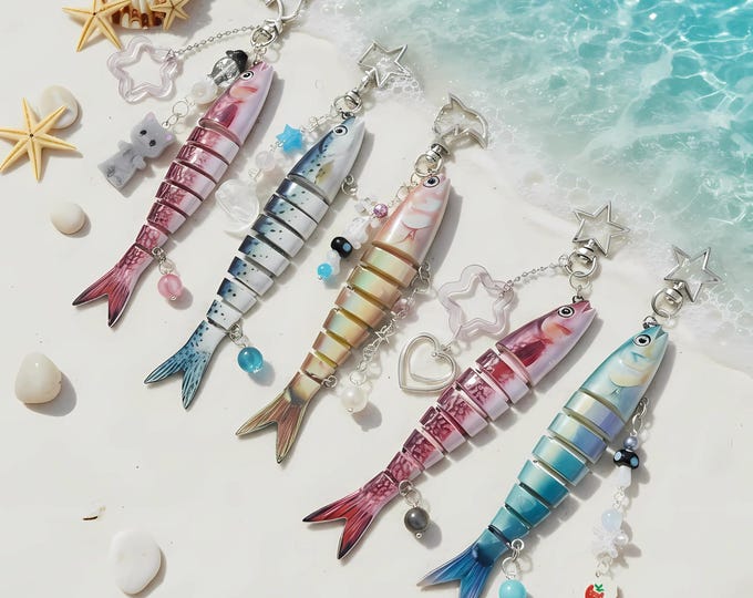 Silver Fish Keychain Knife Key Ring Cabin Key Fisherman Outdoors River ...