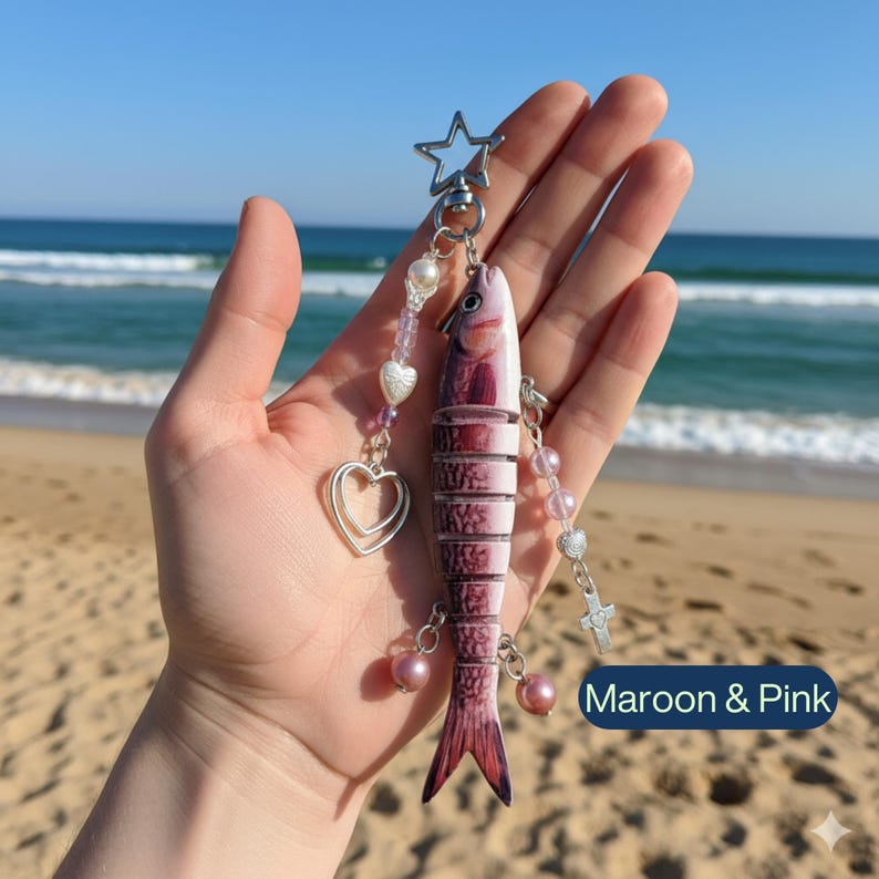 Fish Keychain, Realistic Fishing Key Chain With Lure, Gift for Father ...