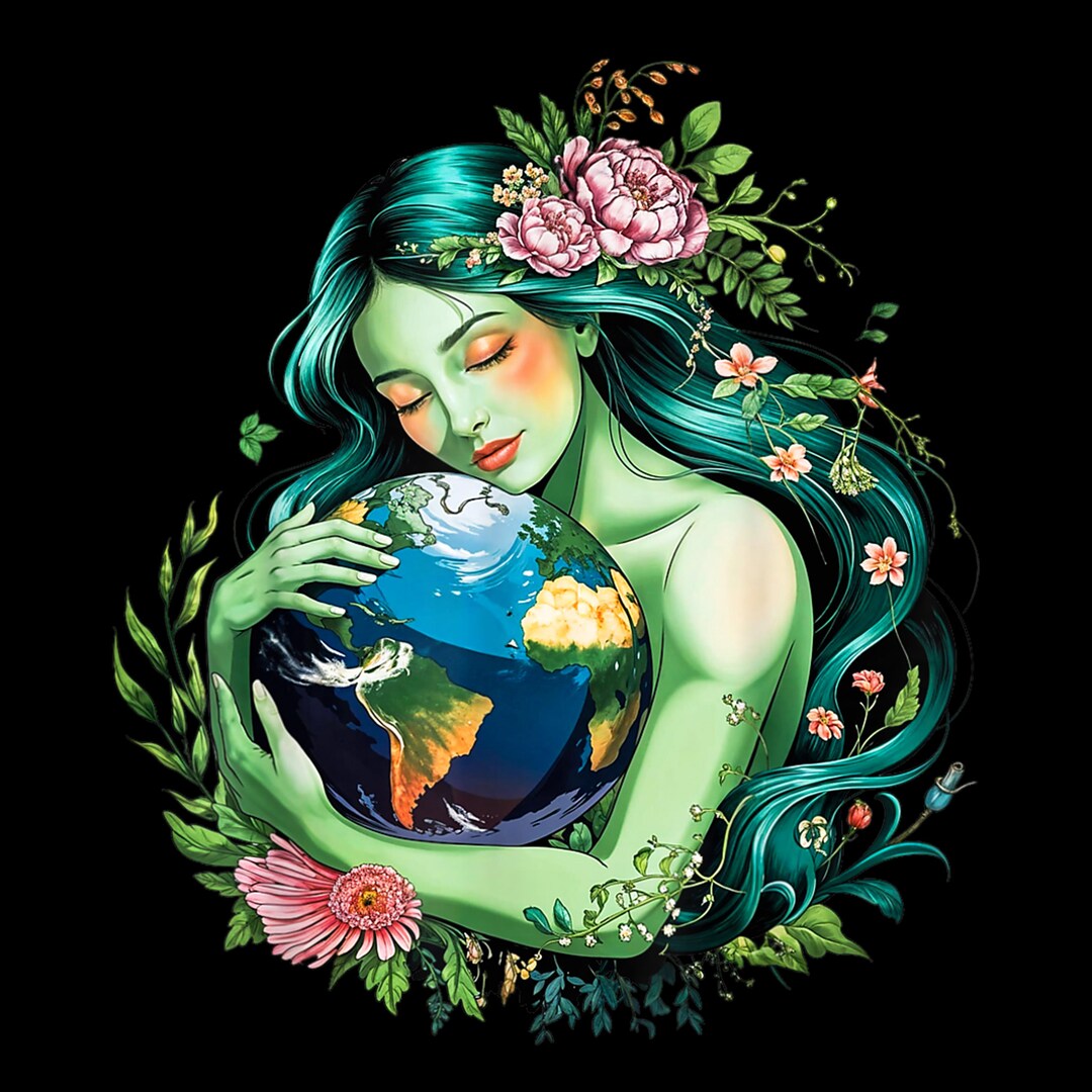 Mother Earth Hugging Planet Cool Earth Day Save Our Planet PNG Digital ...