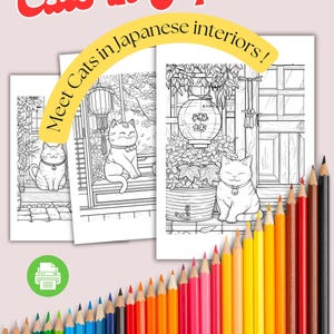 Cats in Japan Coloring Pages: Japanese Illustrations (digital Download ...