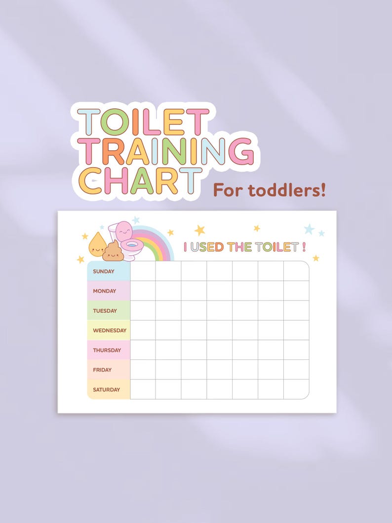 Toilet Training Chart Printable for Kids, Reward Sticker System ...