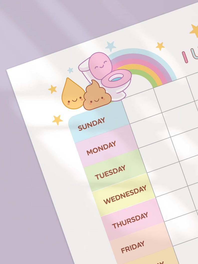 Toilet Training Chart Printable for Kids, Reward Sticker System ...