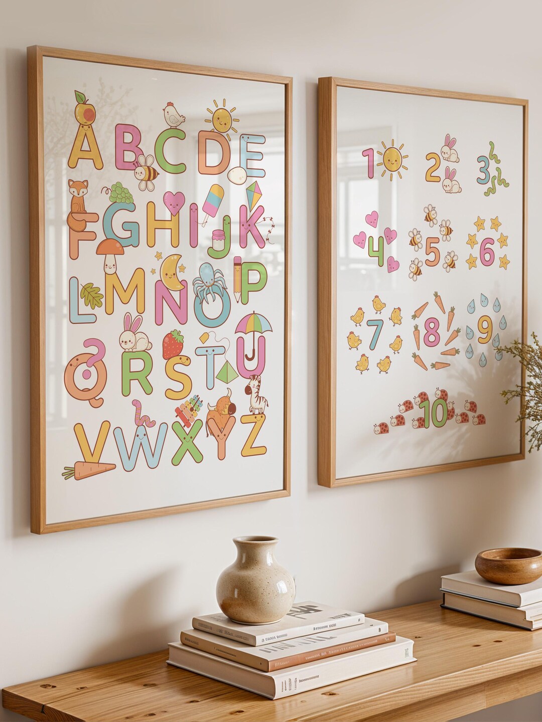 Alphabet and Numbers Poster for Toddlers, Homeschool Wall Art ...