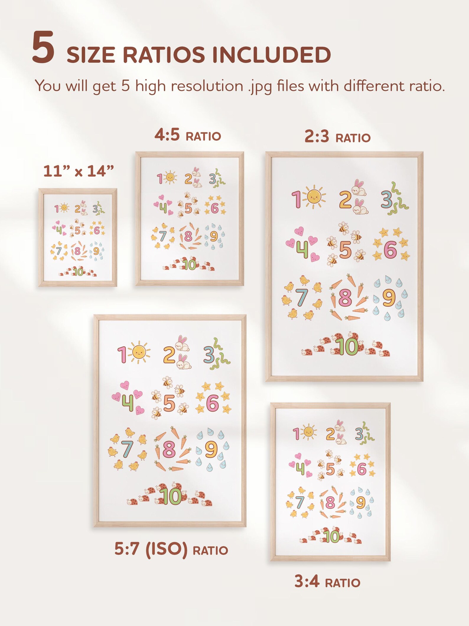 Numbers 1-10 Poster, Nursery Printable Wall Art, Counting 1 to 10 ...