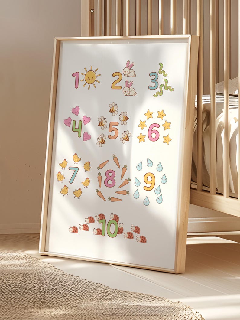 Numbers 1-10 Poster, Nursery Printable Wall Art, Counting 1 to 10 ...